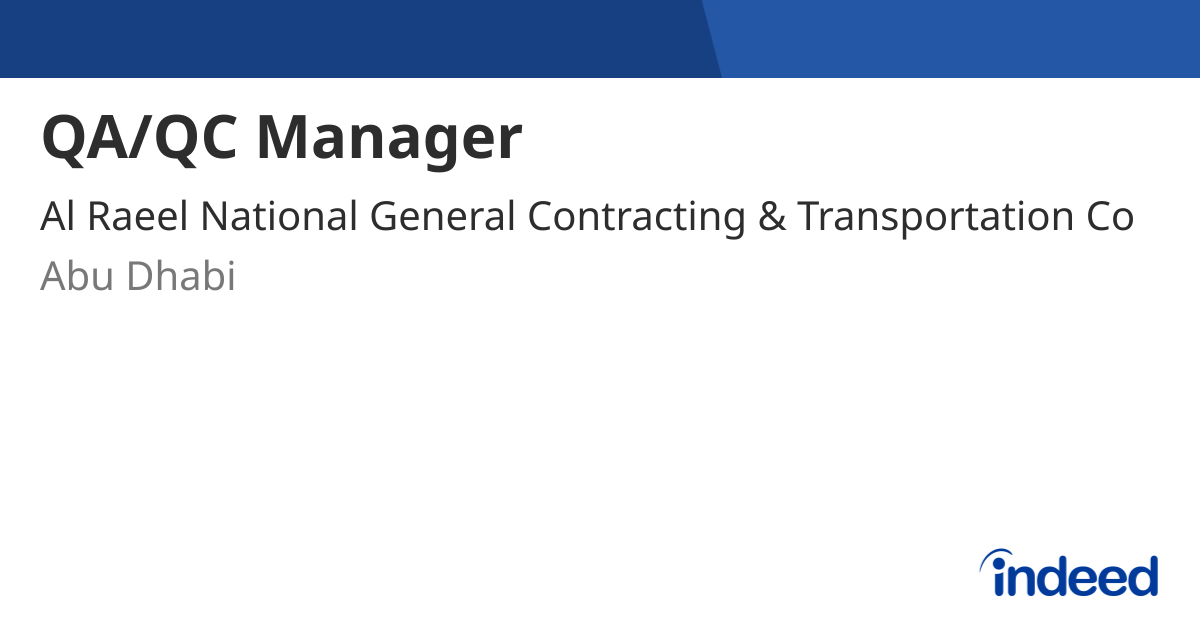 QA/QC Manager - Abu Dhabi - Indeed.com