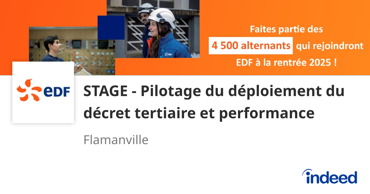 STAGE - Pilotage du déploiement du décret tertiaire et performance ...