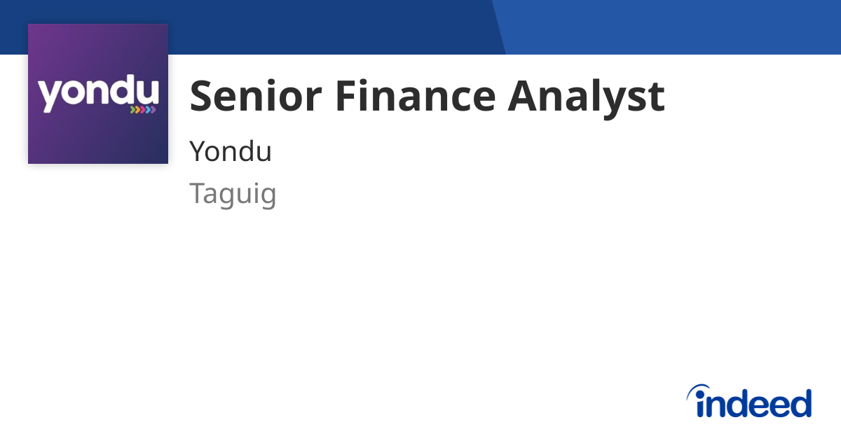 Senior Finance Analyst - Taguig - Indeed.com