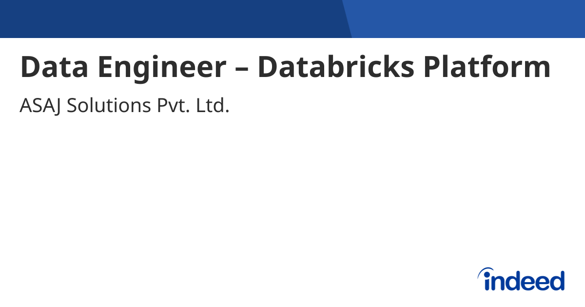 Data Engineer – Databricks Platform - Hyderabad, Telangana - Indeed.com
