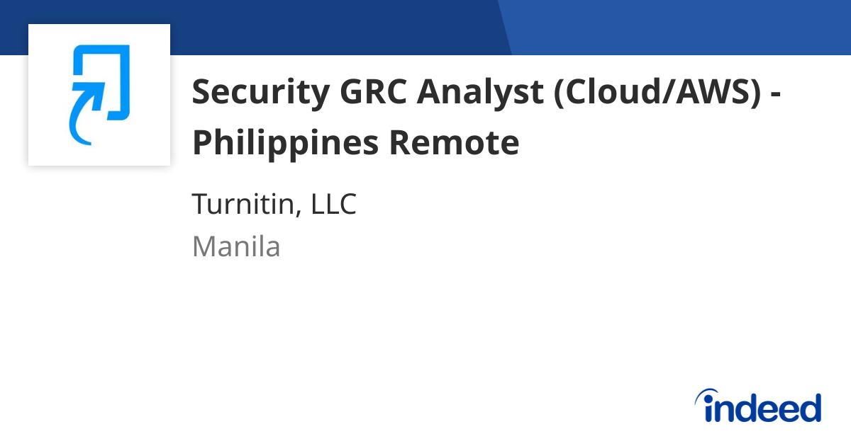 Security GRC Analyst (Cloud/AWS) - Philippines Remote - Manila - Indeed.com
