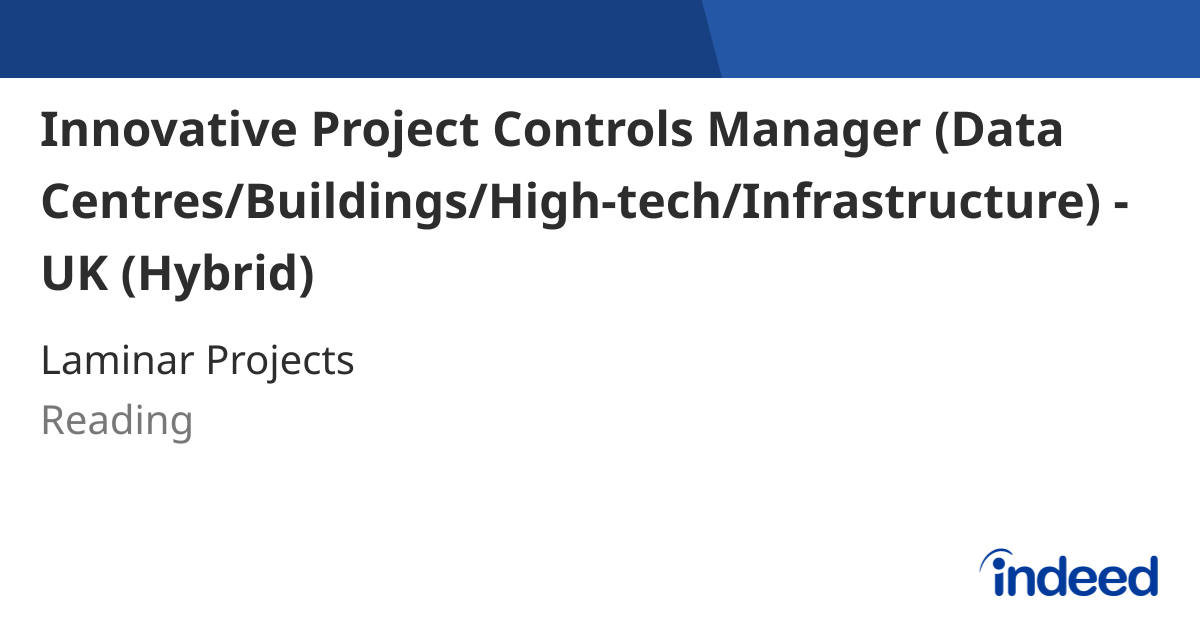 Innovative Project Controls Manager (Data Centres/Buildings/High-tech ...