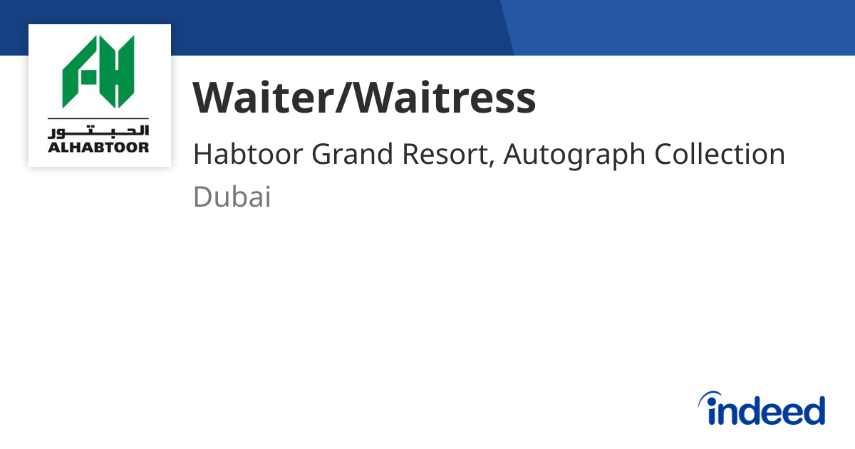 Waiter/Waitress - Dubai - Indeed.com