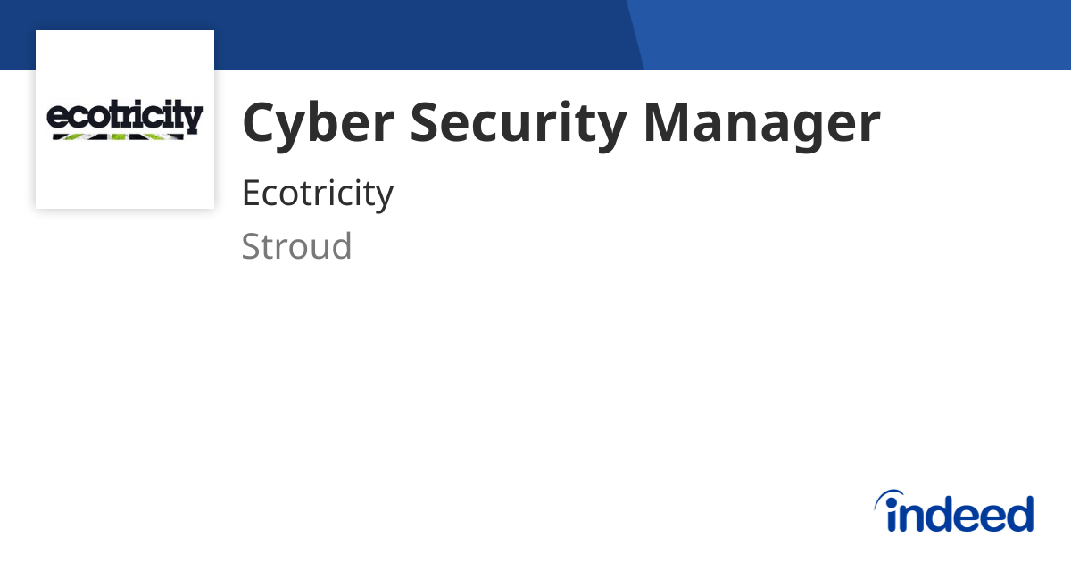 Cyber Security Manager - Stroud - Indeed.com