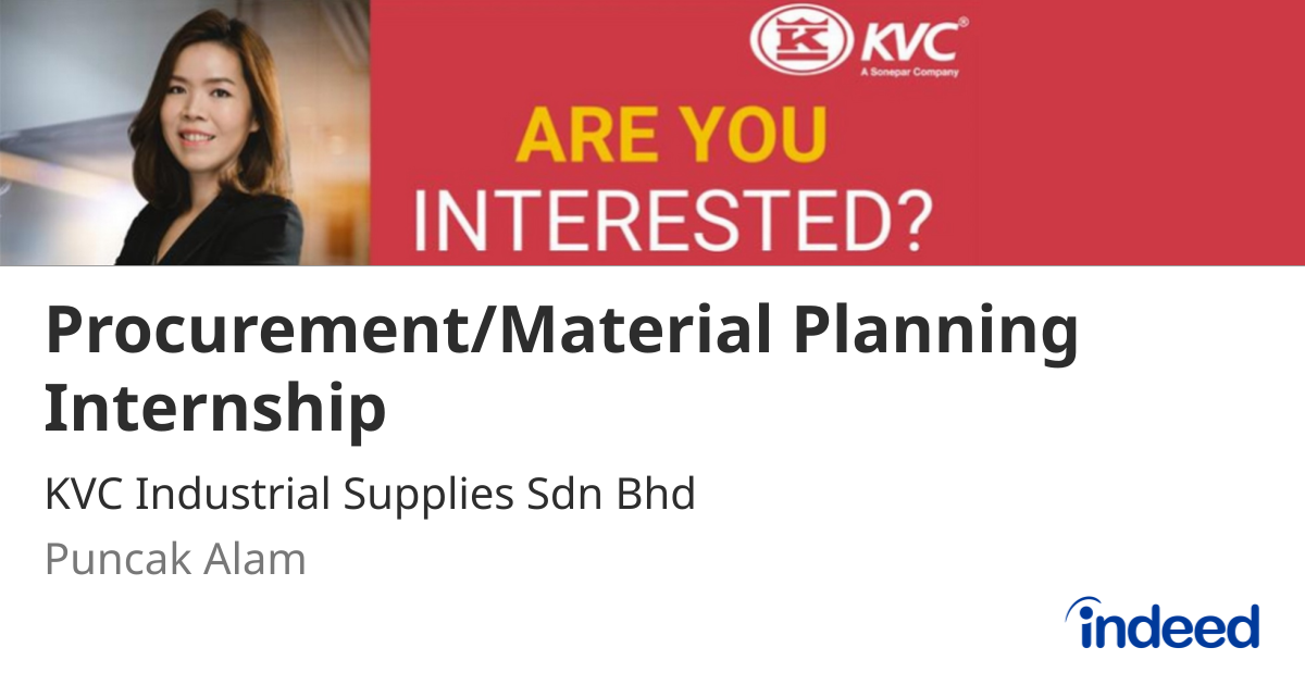 Procurement/Material Planning Internship - Puncak Alam - Indeed.com