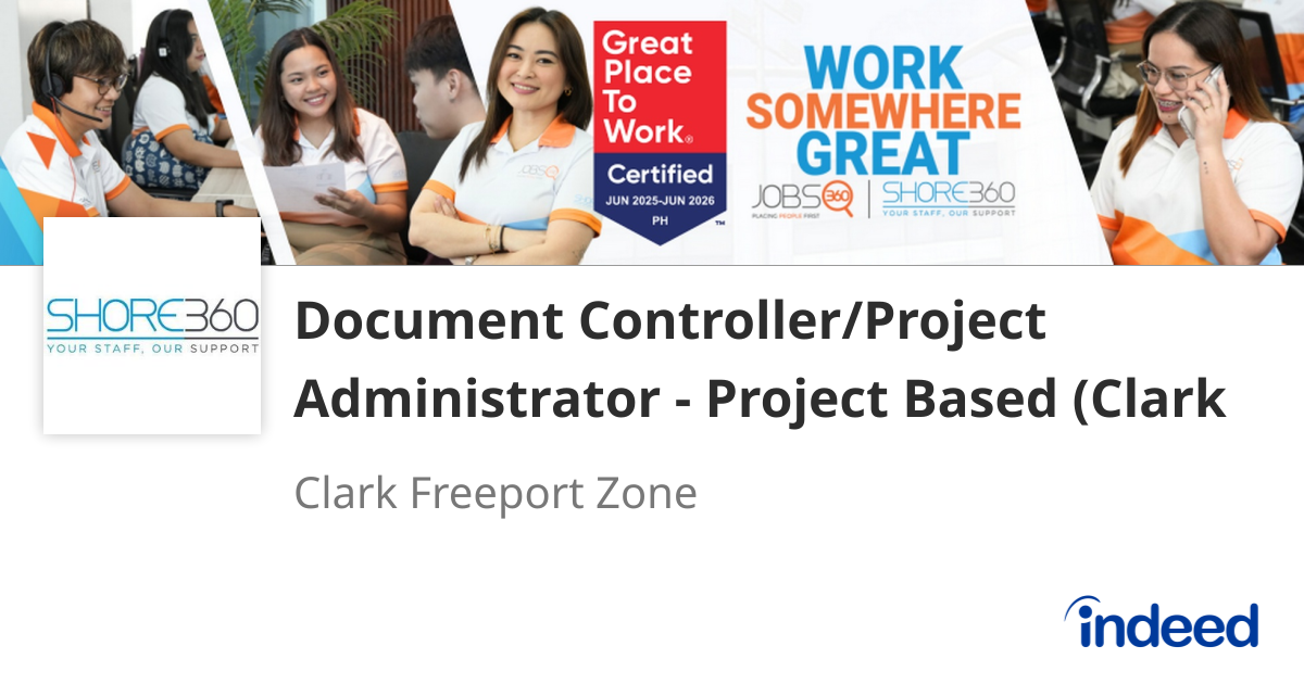 Document Controller/Project Administrator - Project Based (Clark Office-based, Dayshift ...