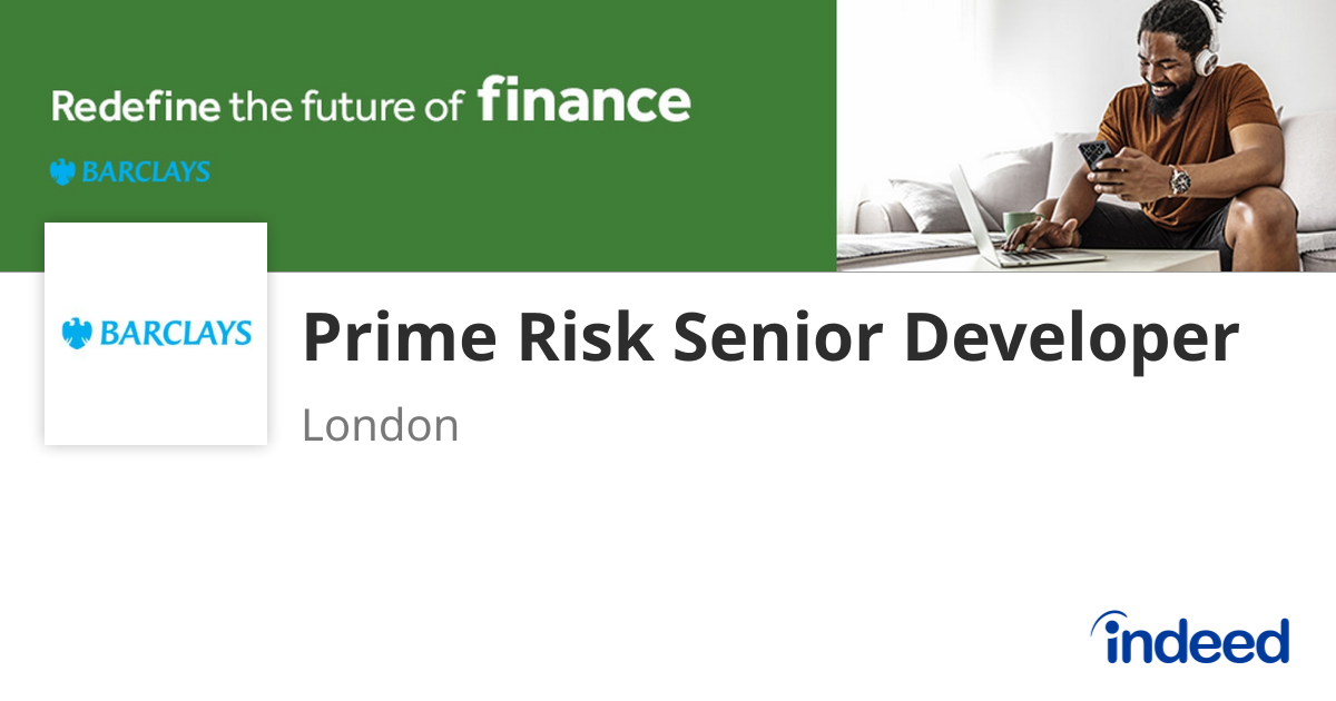 Prime Risk Senior Developer - London E14 - Indeed.com
