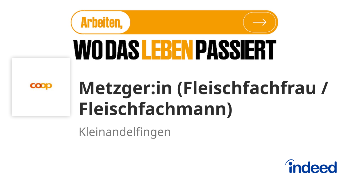 Metzger:in (Fleischfachfrau / Fleischfachmann) - 8451 Kleinandelfingen ...