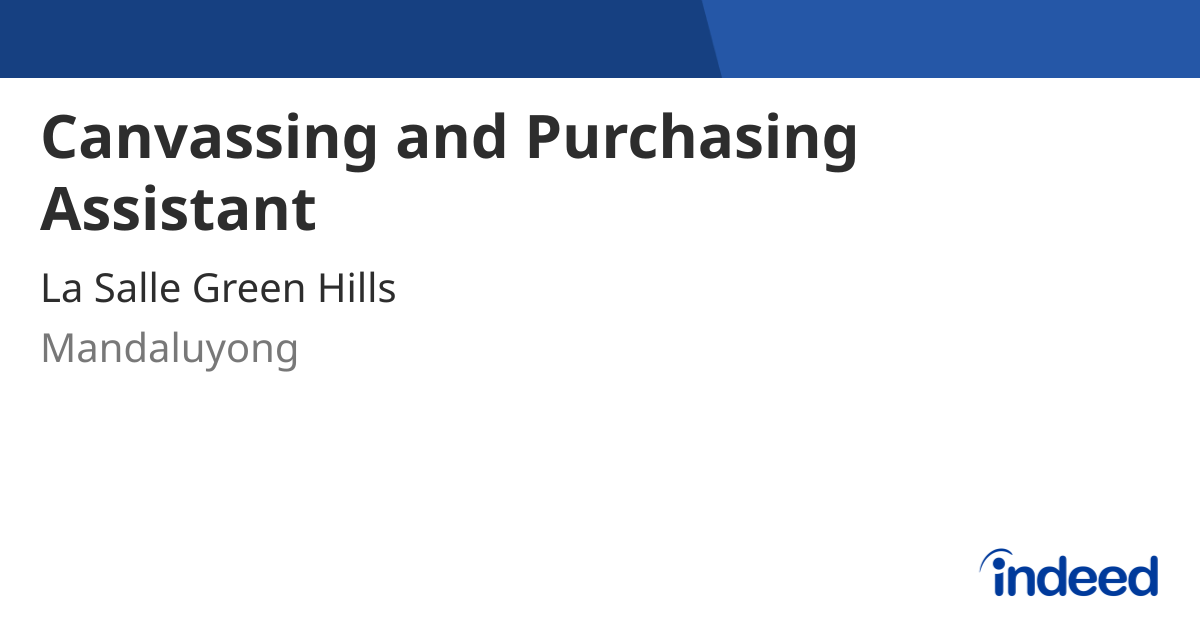 Canvassing and Purchasing Assistant - Mandaluyong - Indeed.com