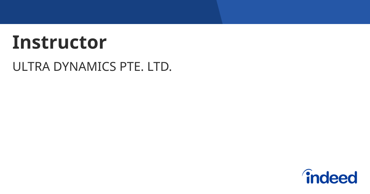 Instructor - Singapore - Indeed.com