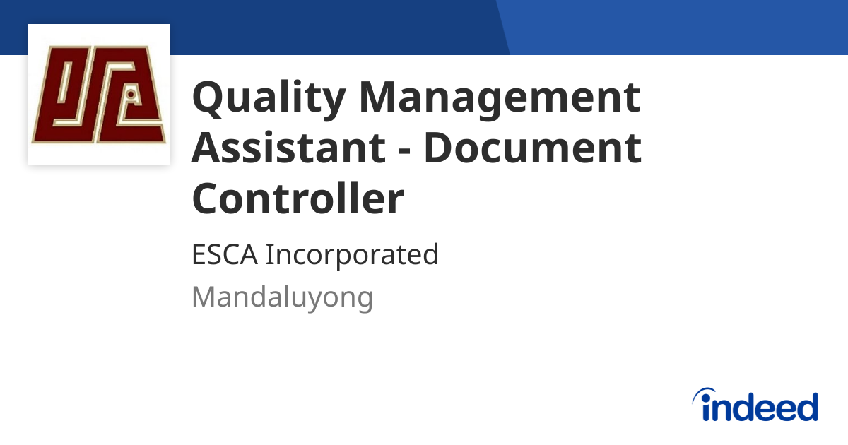Quality Management Assistant - Document Controller - Mandaluyong ...