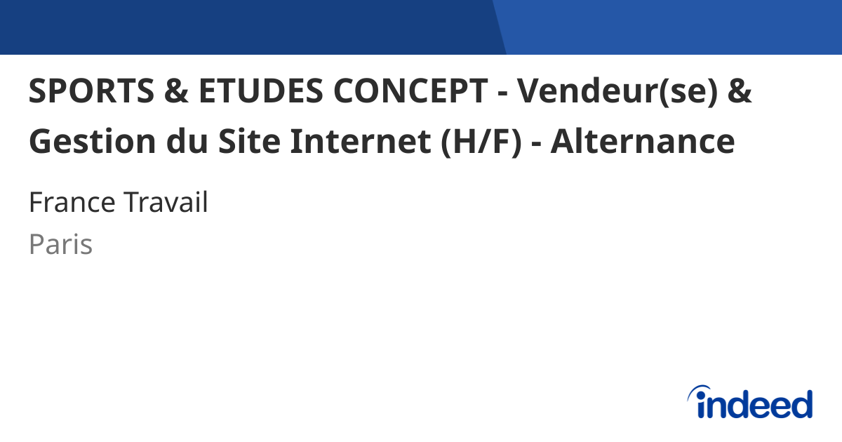 SPORTS & ETUDES CONCEPT - Vendeur(se) & Gestion du Site Internet (H/F) - Alternance - 75003 ...