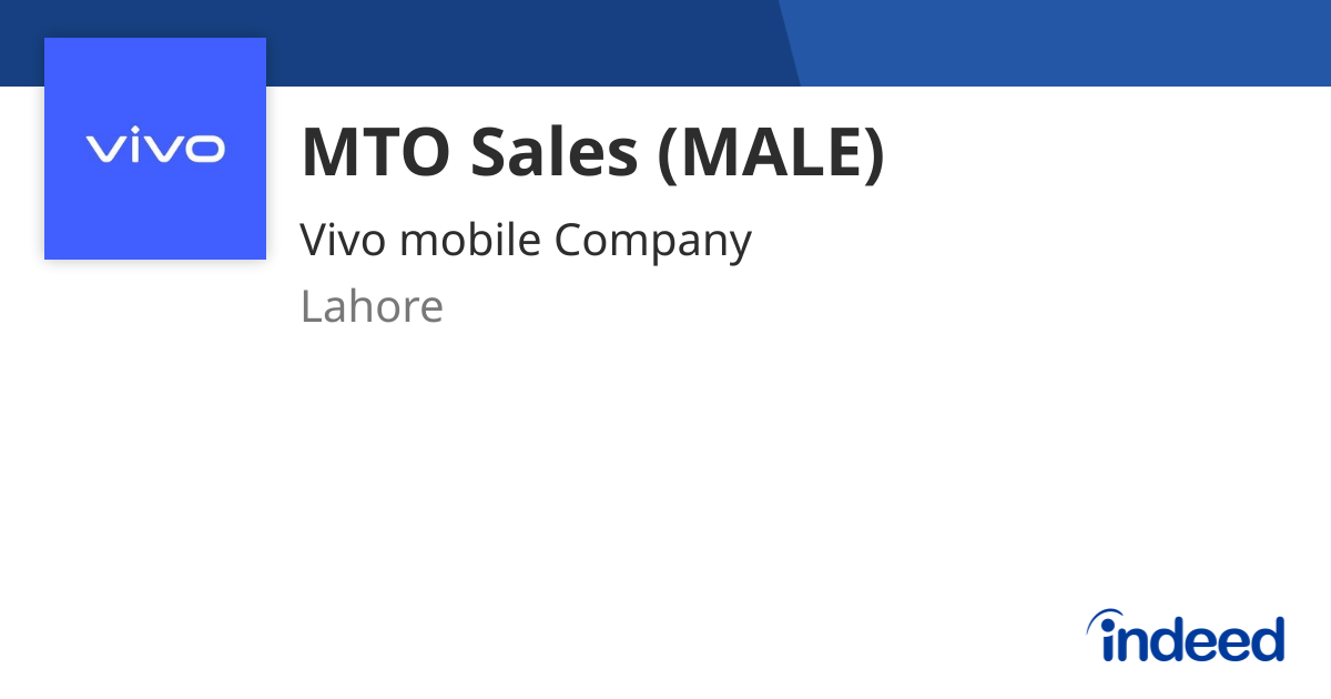 MTO Sales (MALE) - Lahore - Indeed.com