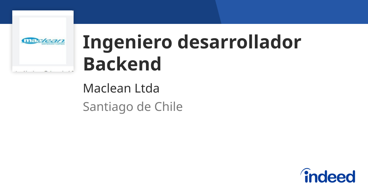 Ingeniero desarrollador Backend - Santiago de Chile, Región ...