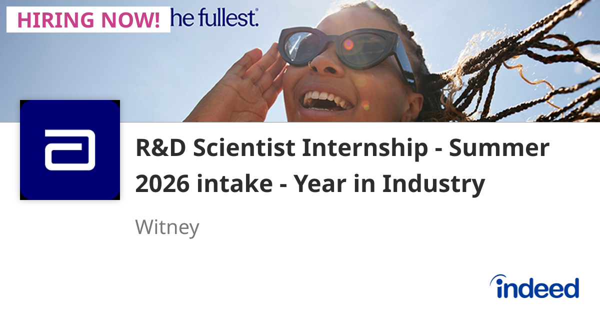 R&D Scientist Internship - Summer 2026 intake - Year in Industry ...
