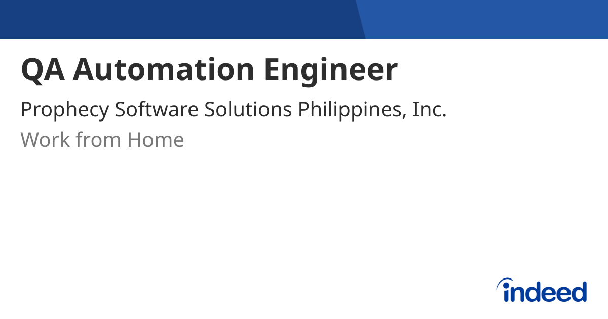 QA Automation Engineer - Work from Home - Indeed.com