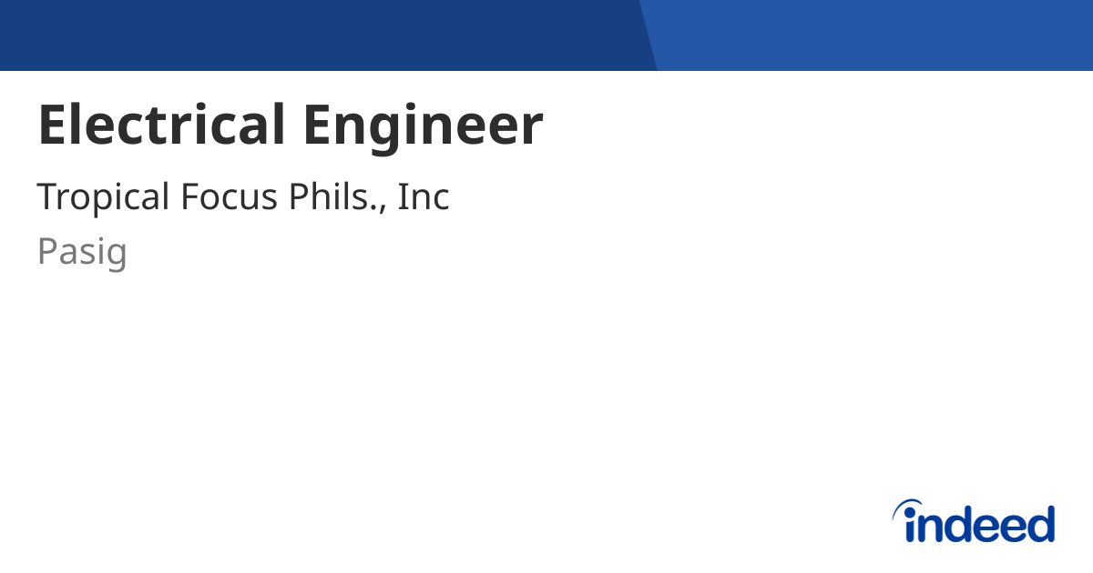 Electrical Engineer - Pasig - Indeed.com