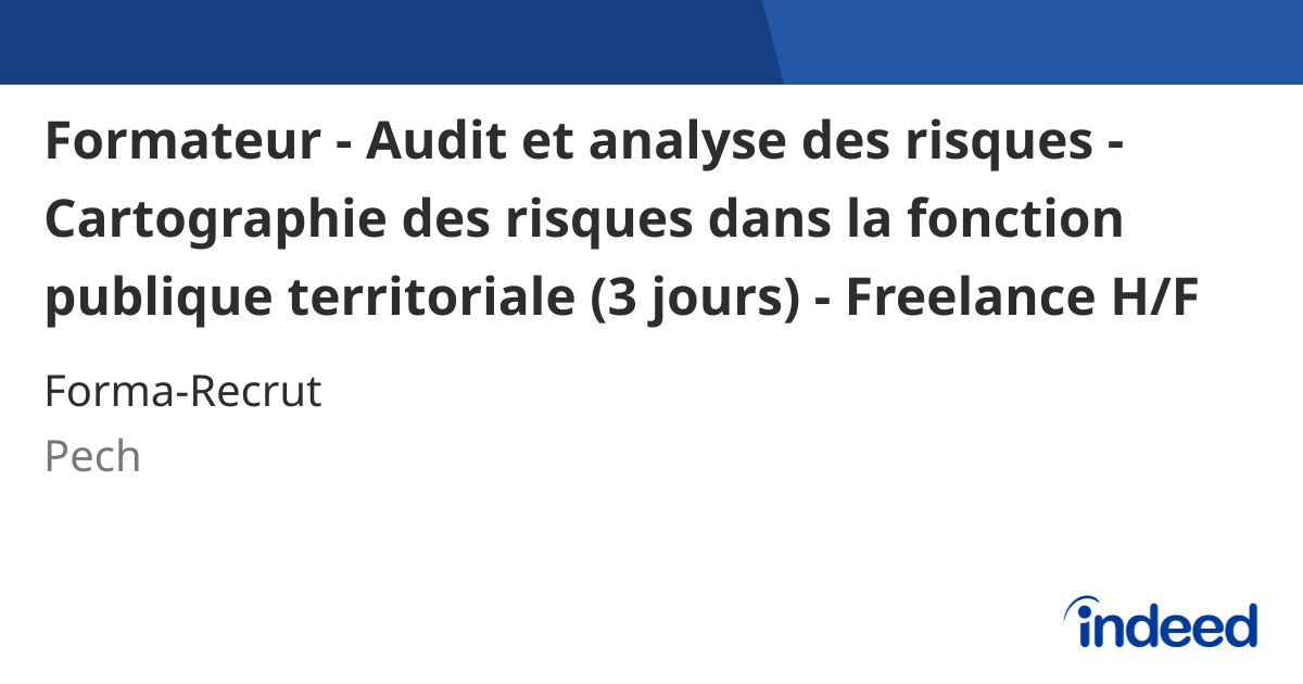 Formateur - Audit et analyse des risques - Cartographie des risques ...