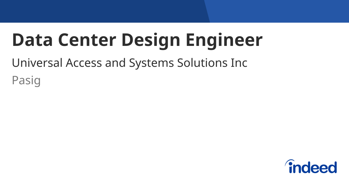 Data Center Design Engineer - Pasig - Indeed.com