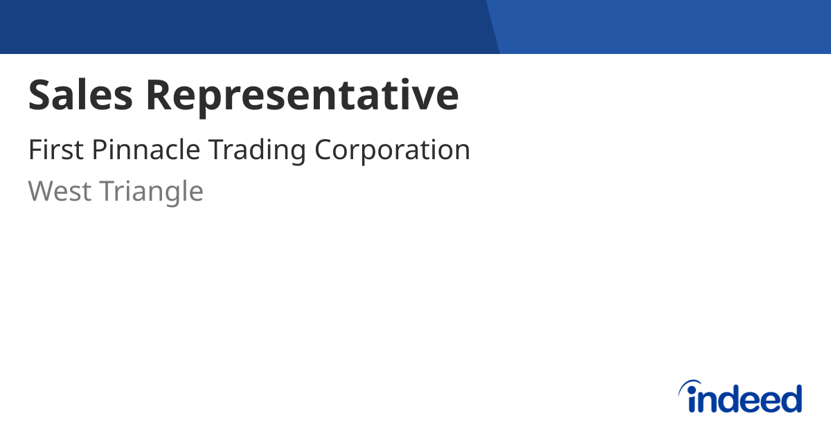 Sales Representative - West Triangle 1104 P00 - Indeed.com