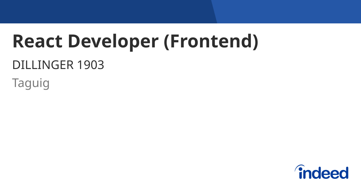 React Developer (Frontend) - Taguig - Indeed.com