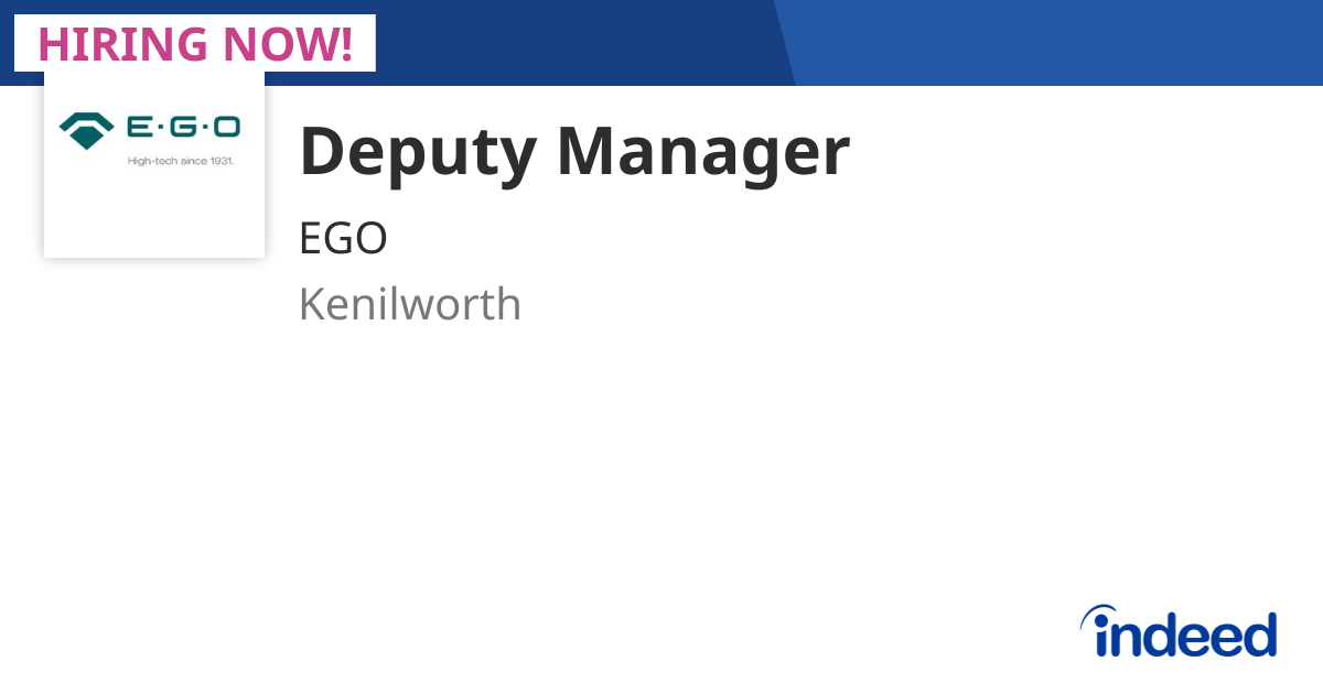 Deputy Manager - Kenilworth CV8 1EF - Indeed.com