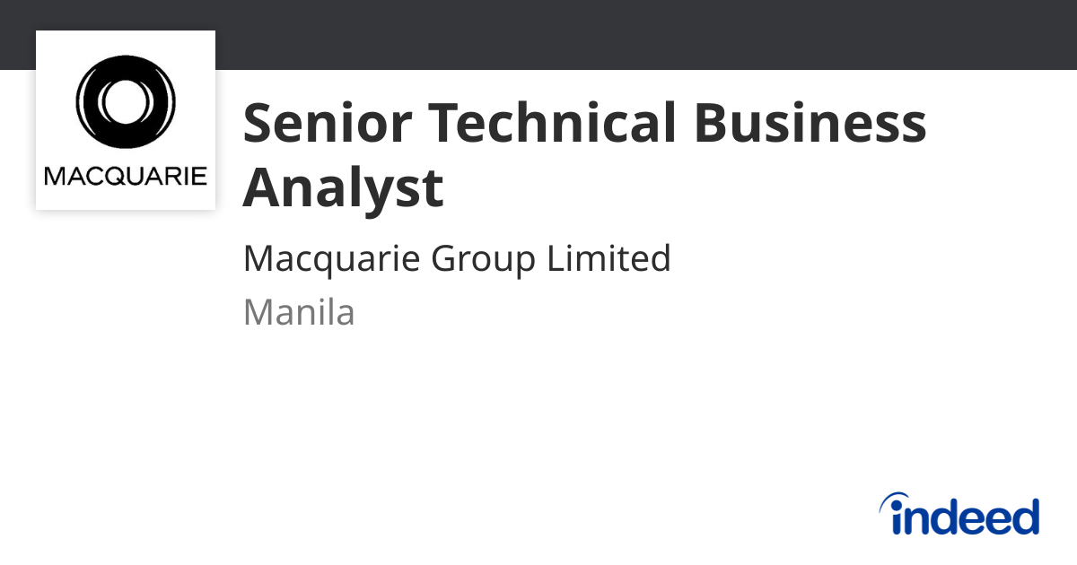 Senior Technical Business Analyst - Manila - Indeed.com