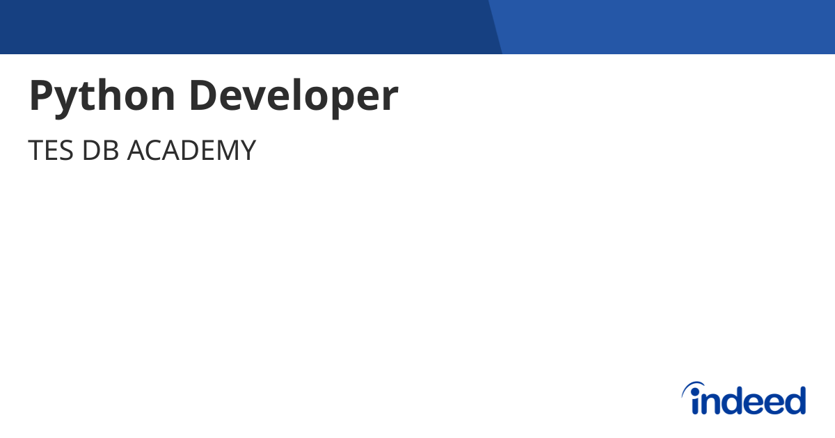 Python Developer - Ambattur, Chennai, Tamil Nadu - Indeed.com