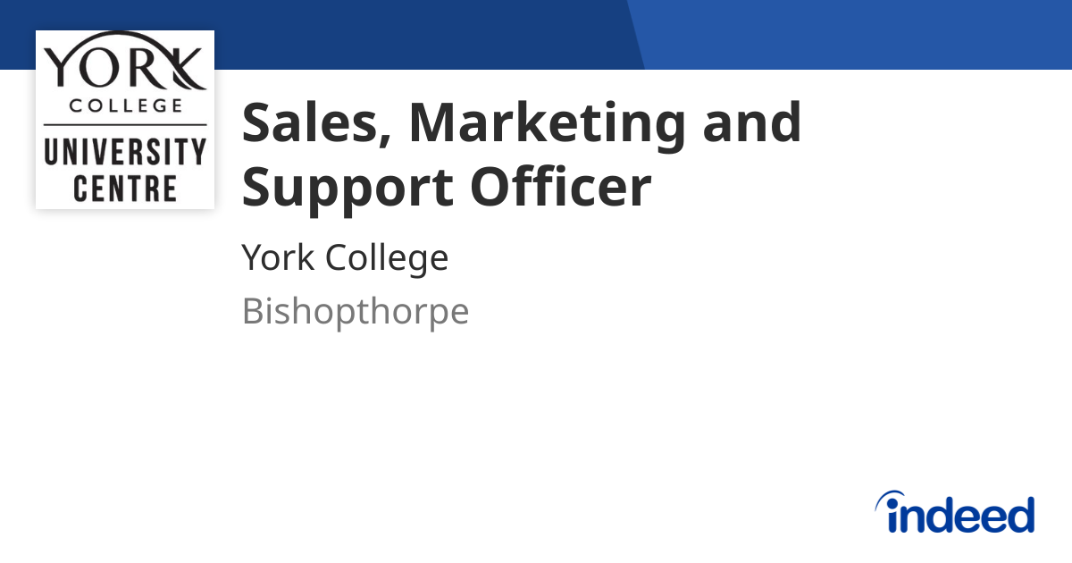 Sales, Marketing and Support Officer - Bishopthorpe YO23 2BB - Indeed.com