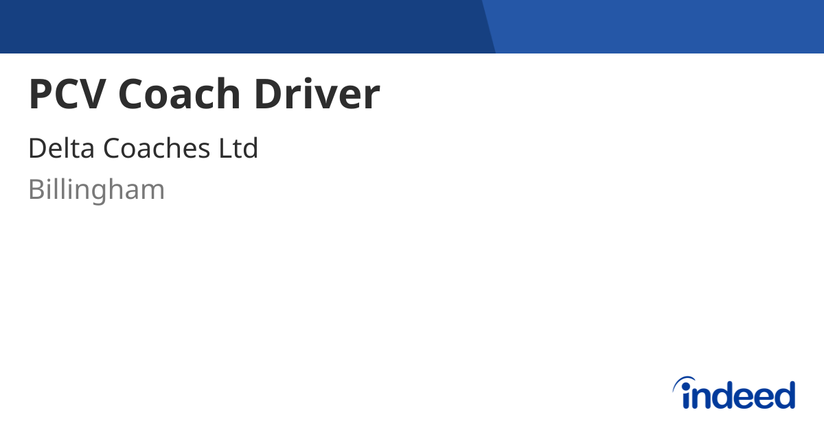 PCV Coach Driver - Billingham TS23 4BX - Indeed.com