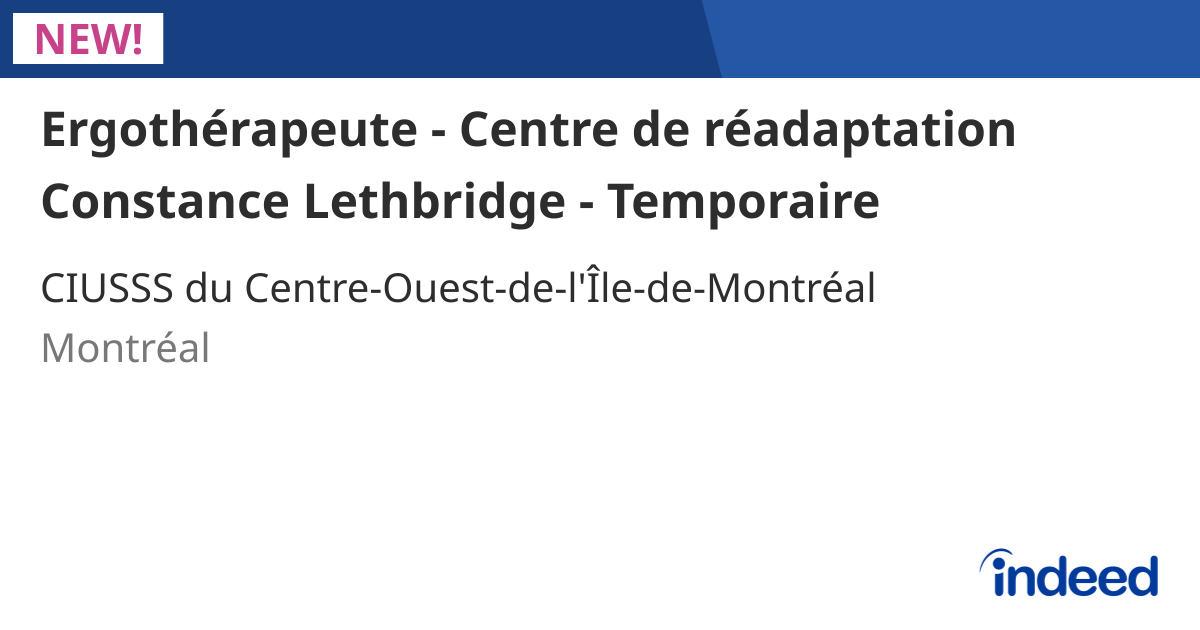 Ergothérapeute - Centre de réadaptation Constance Lethbridge ...