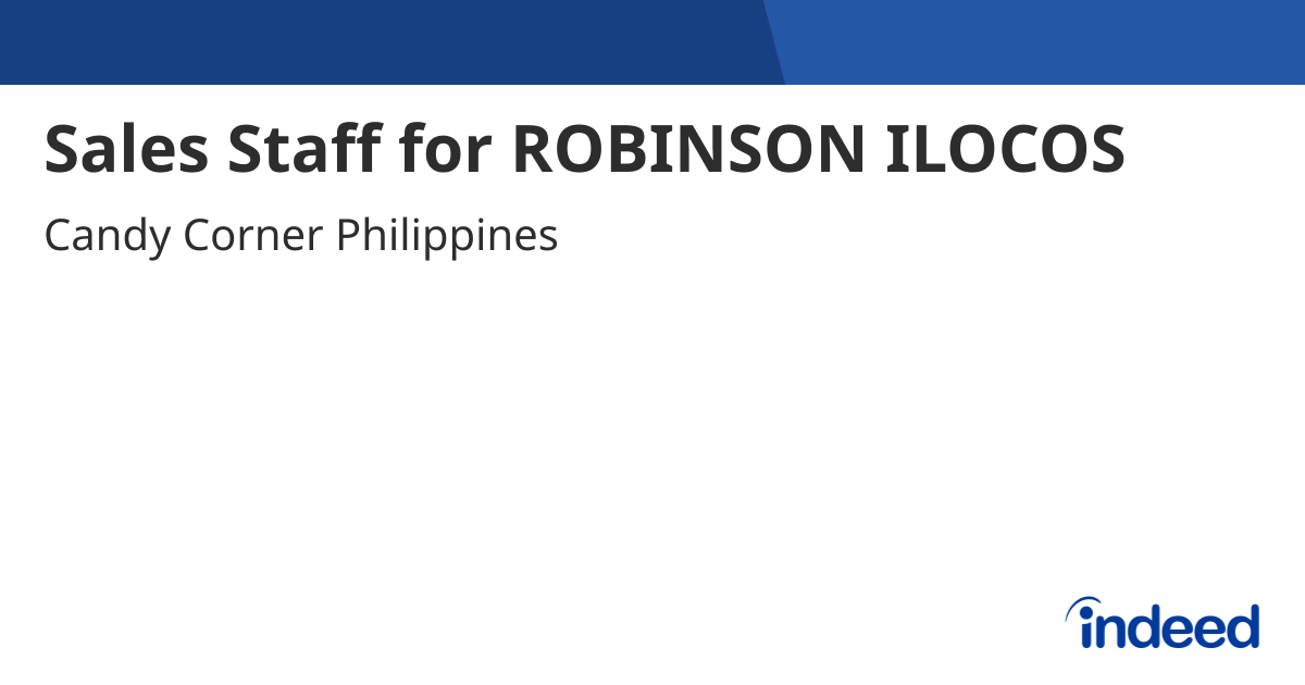 Sales Staff for ROBINSON ILOCOS - Ilocos Norte - Indeed.com