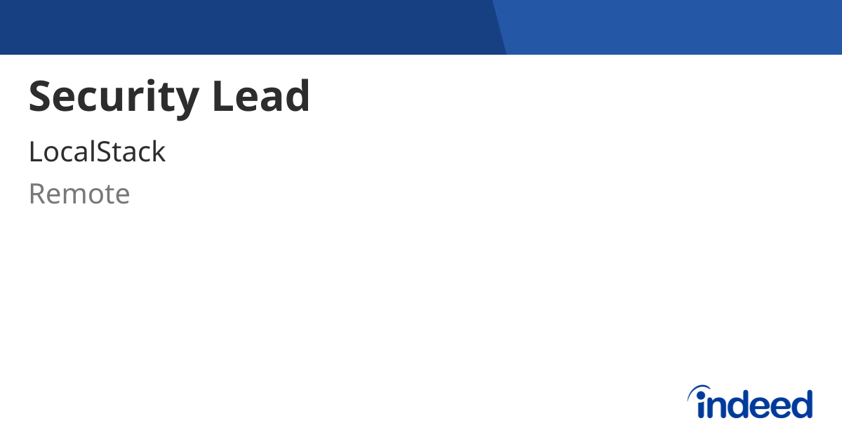 Security Lead - Remote - Indeed.com