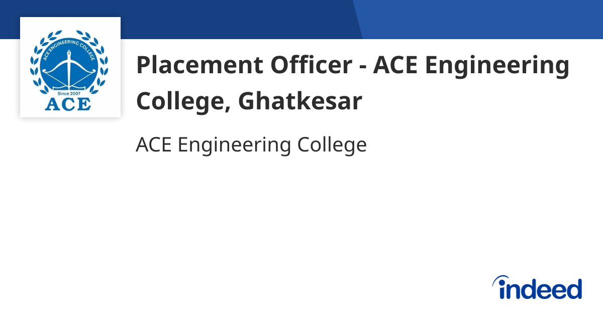 Placement Officer - ACE Engineering College, Ghatkesar - Hyderabad ...