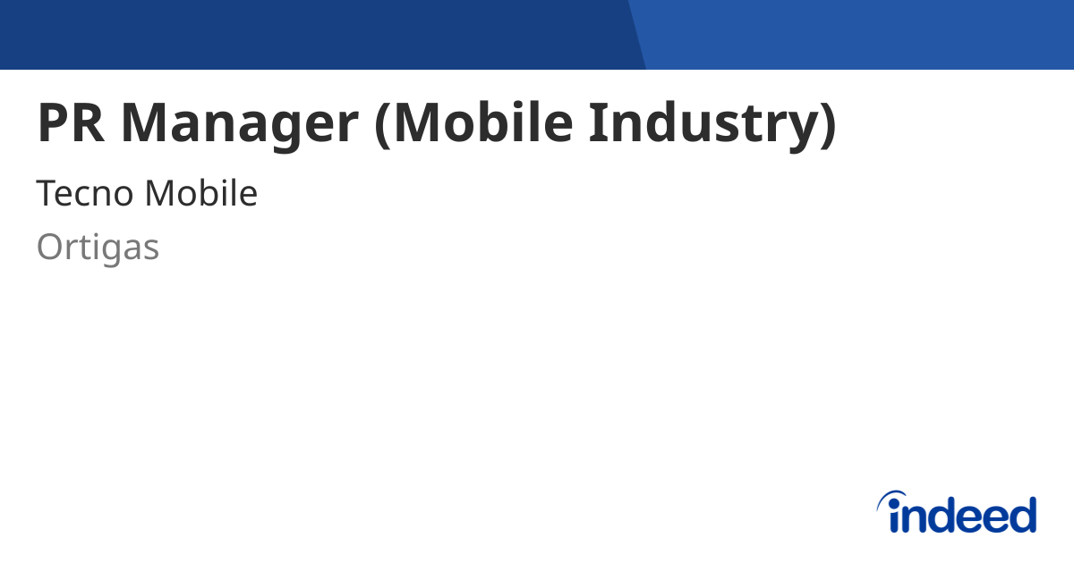 PR Manager (Mobile Industry) - Ortigas - Indeed.com