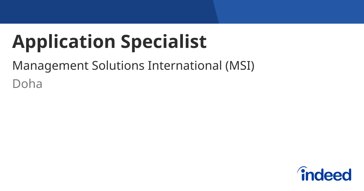 Application Specialist - Doha - Indeed.com