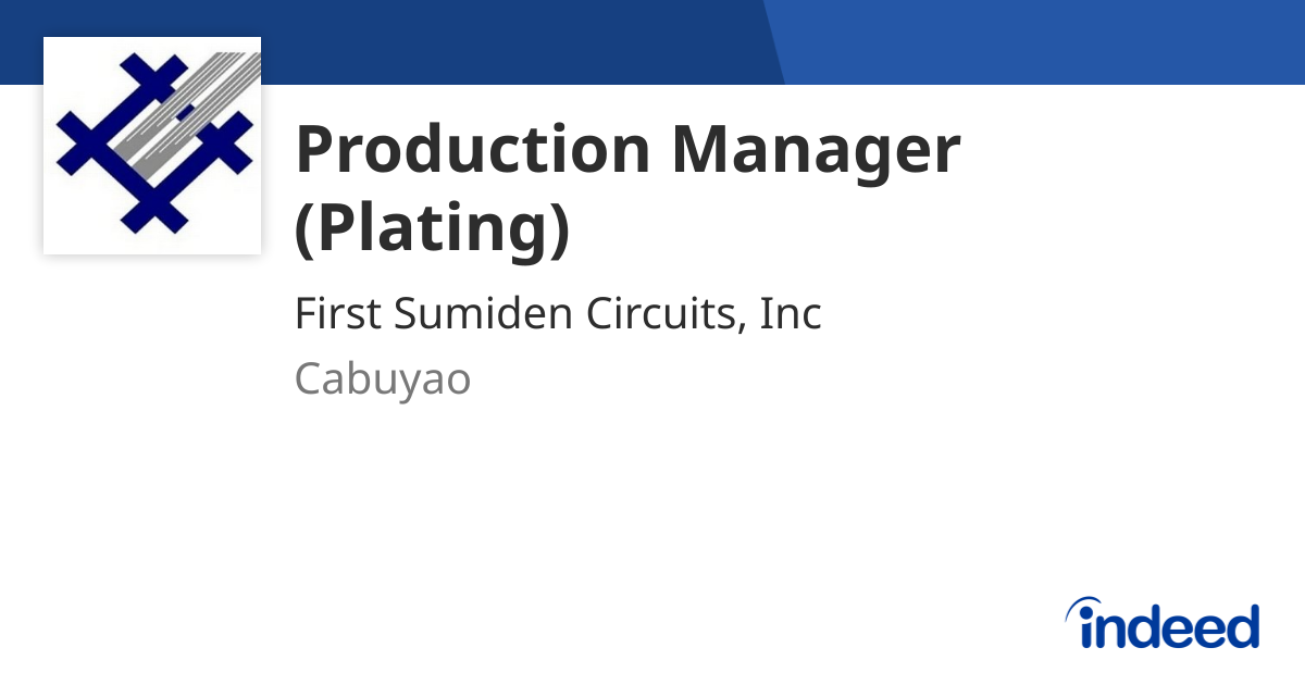 Production Manager (Plating) - Cabuyao 4025 04A - Indeed.com