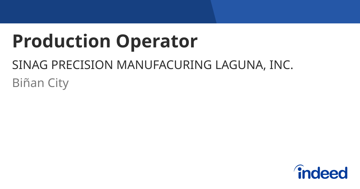 Production Operator - Biñan City - Indeed.com