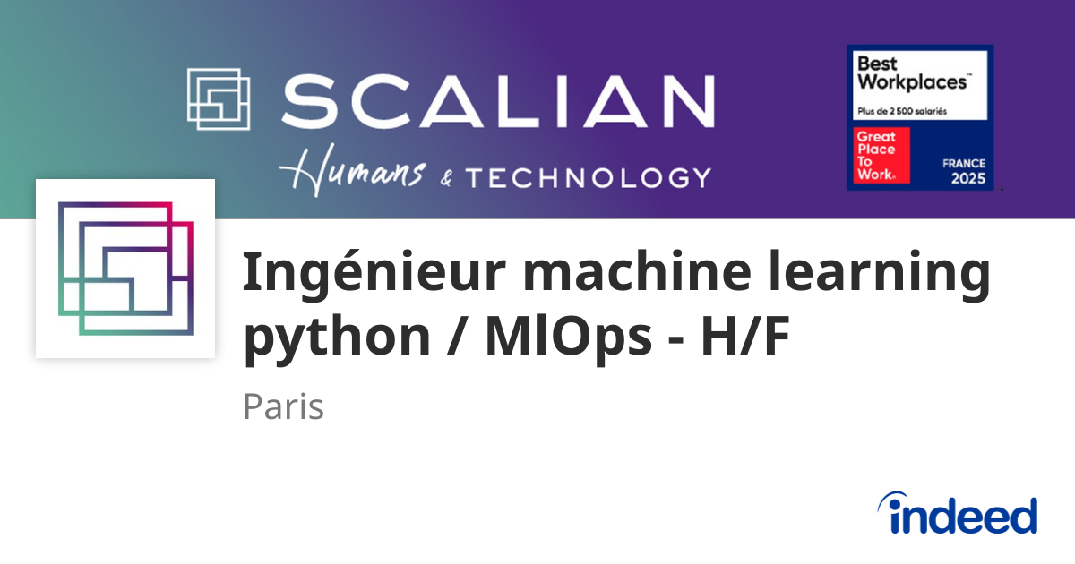 Ingénieur machine learning python / MlOps - H/F - Paris (75) - Indeed.com