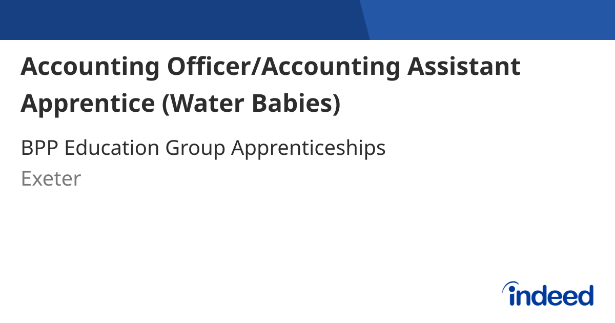 Accounting Officer/Accounting Assistant Apprentice (Water Babies ...