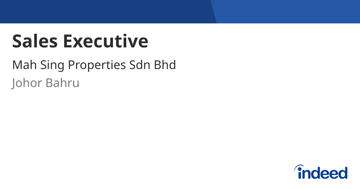 Sales Executive - Johor Bahru - Indeed.com