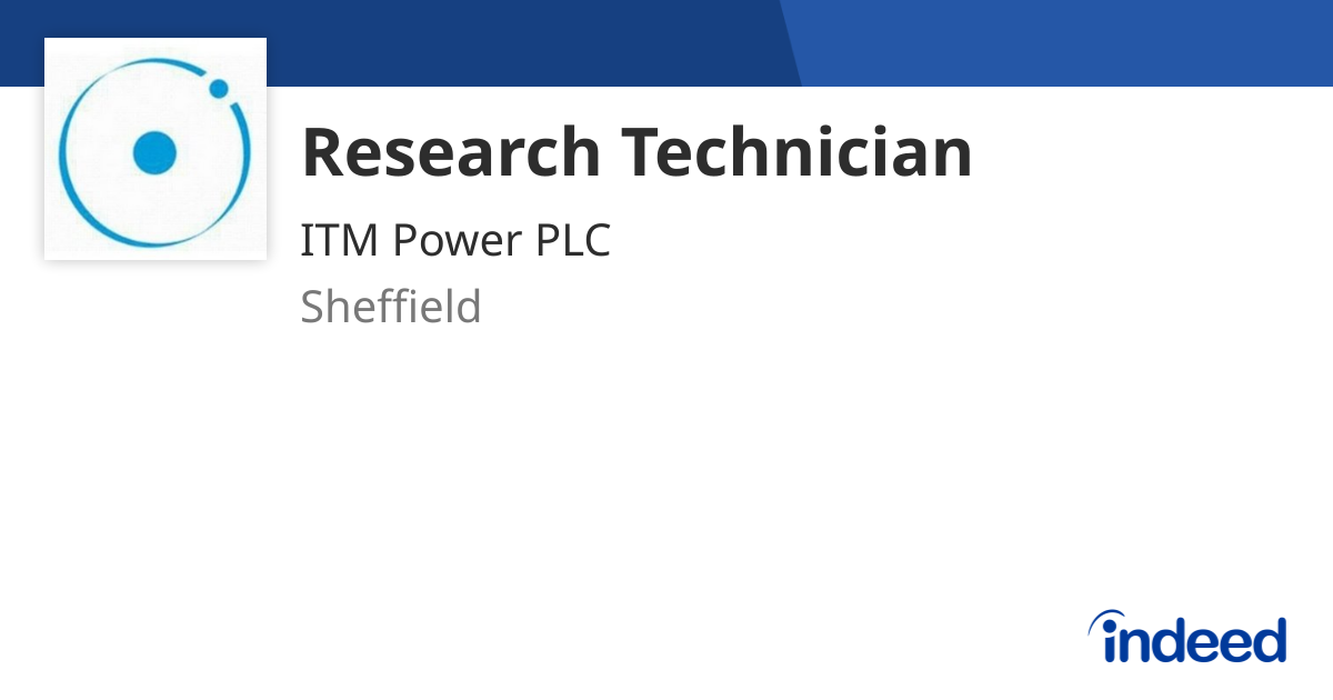 Research Technician - Sheffield S9 1DZ - Indeed.com