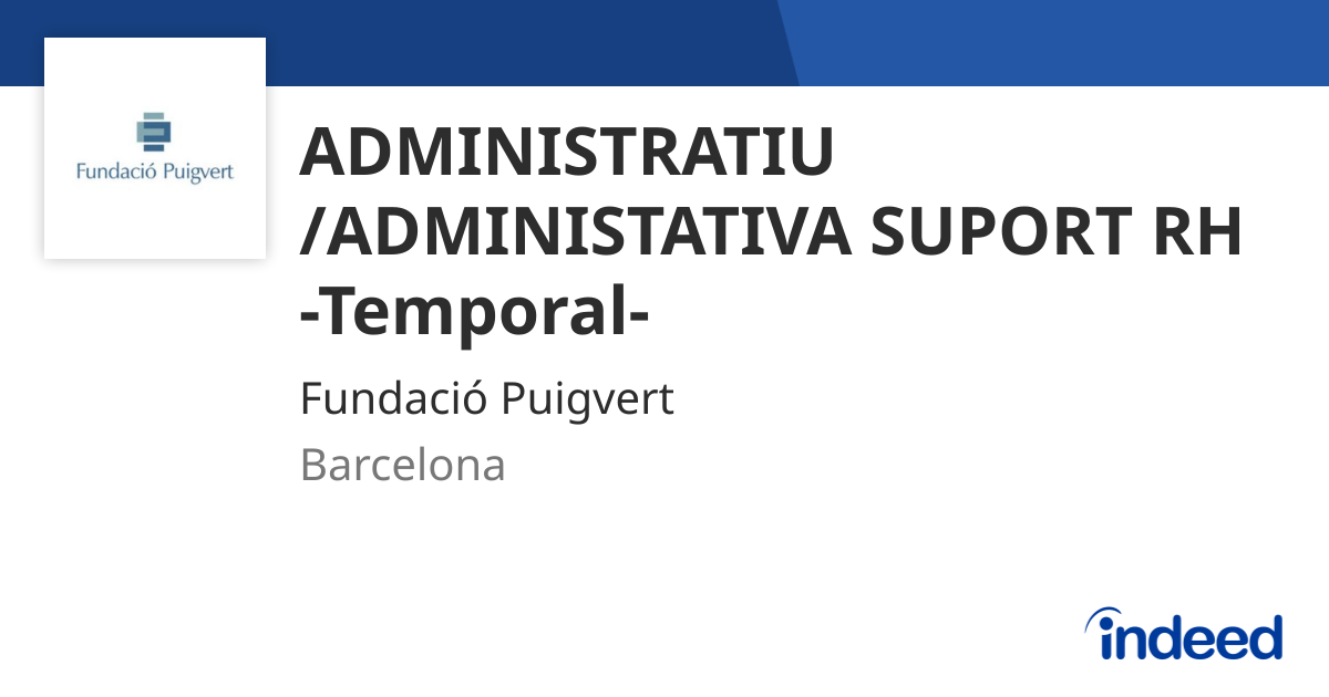 ADMINISTRATIU /ADMINISTATIVA SUPORT RH -Temporal- - Barcelona ...