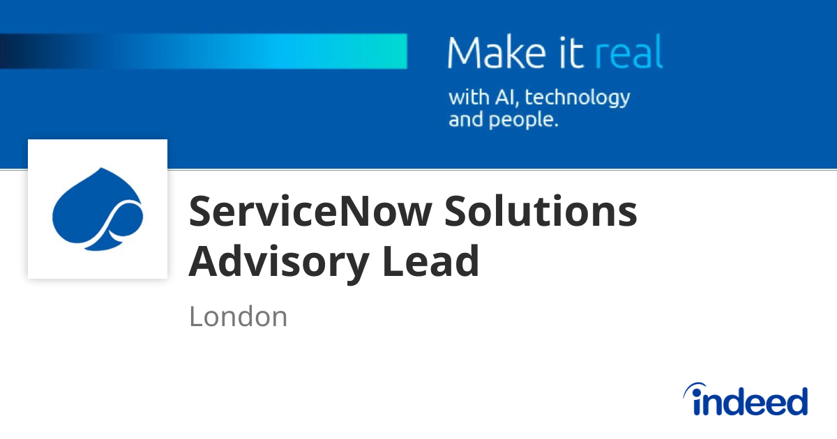 ServiceNow Solutions Advisory Lead - Woking - Indeed.com