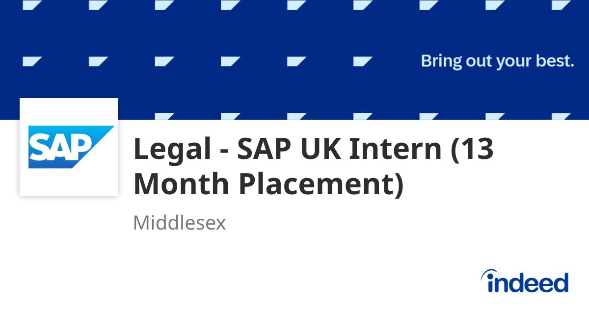 Legal - SAP UK Intern (13 Month Placement) - Middlesex - Indeed.com