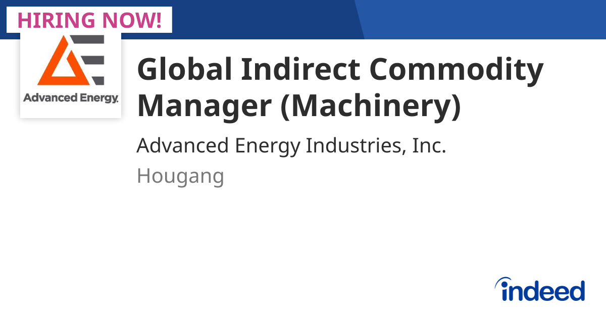 Global Indirect Commodity Manager (Machinery) - Singapore 539775 ...