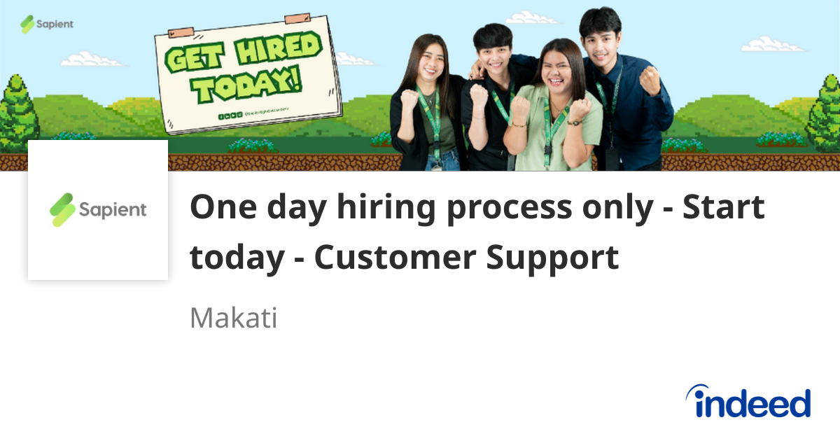 One day hiring process only - Start today - Customer Support - Makati ...