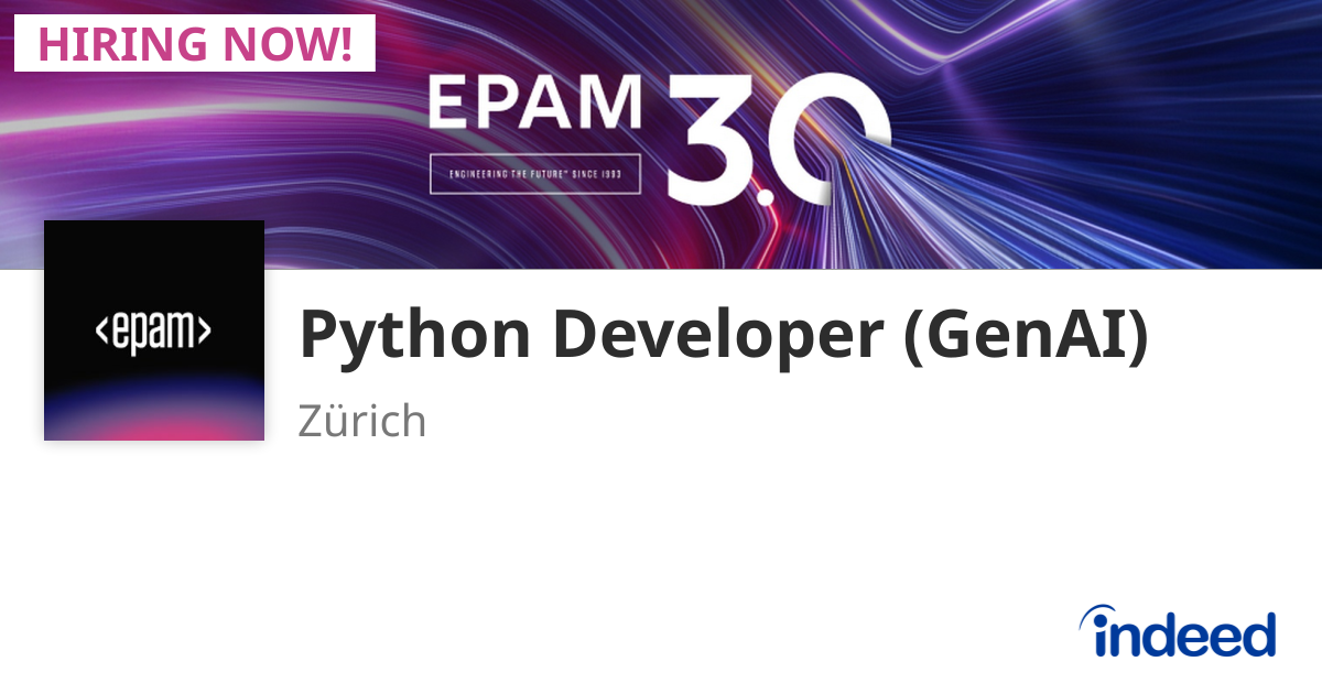 Python Developer (GenAI) - Zürich, ZH - Indeed.com