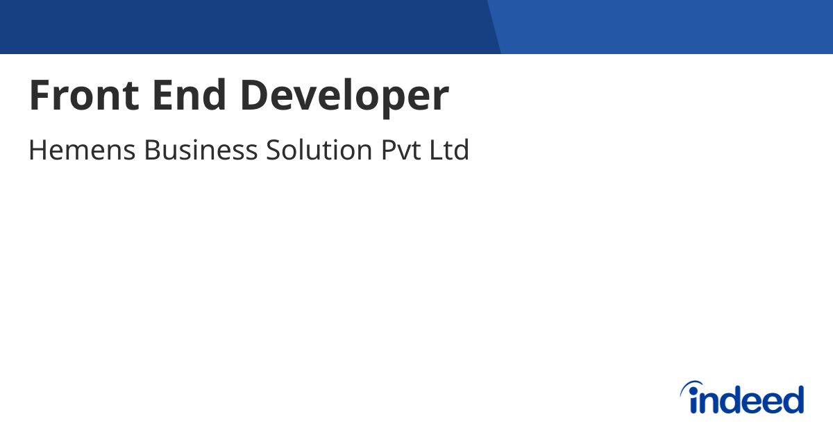 Front End Developer - Prahlad Nagar, Ahmedabad, Gujarat - Indeed.com