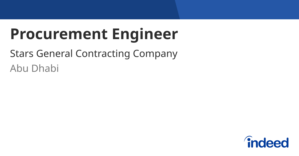 Procurement Engineer - Abu Dhabi - Indeed.com